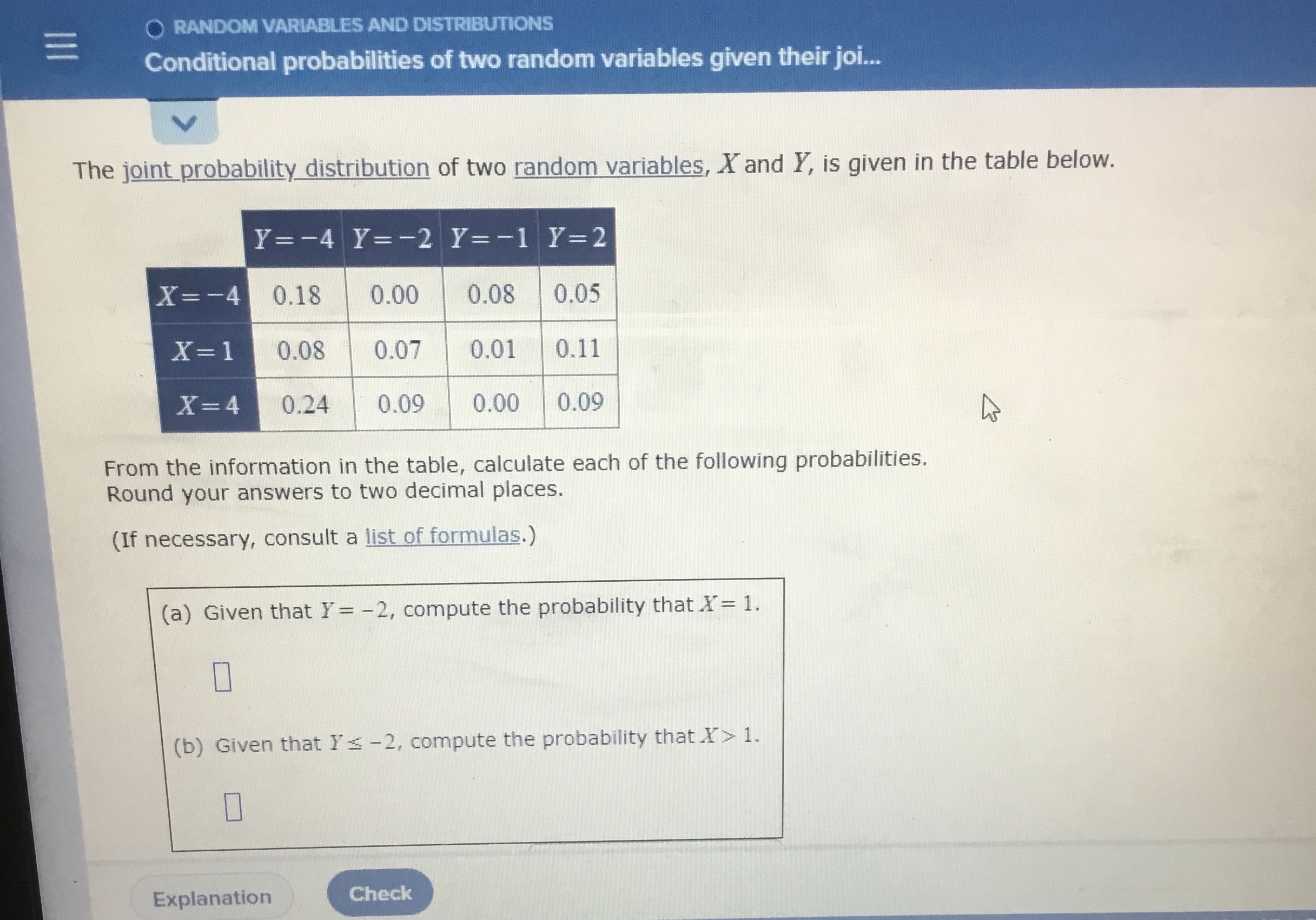 Solved The joint probability distribution of two random | Chegg.com