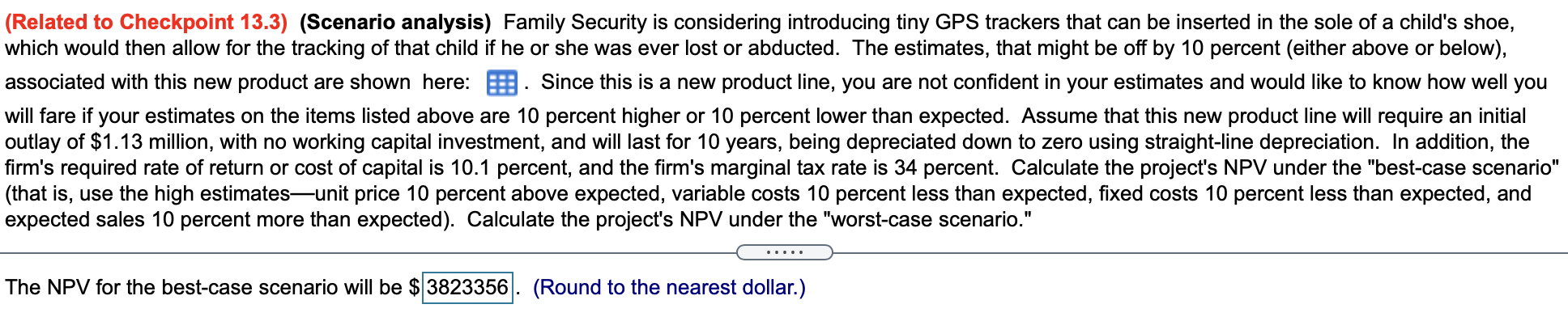 Solved (Related to Checkpoint 13.3) (Scenario analysis) | Chegg.com