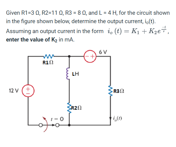 Solved Given R1=3Ω,R2=11Ω,R3=8Ω, ﻿and L=4H, ﻿for the circuit | Chegg.com