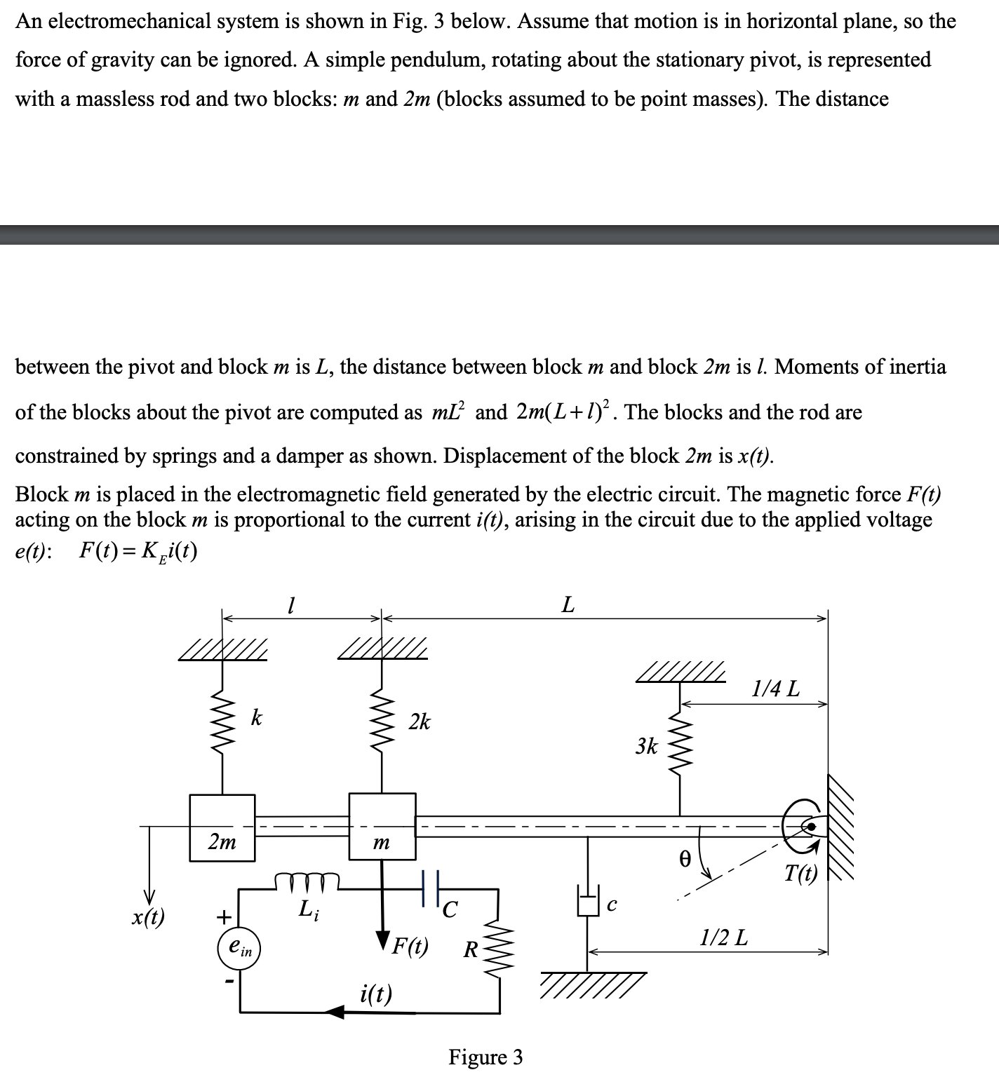 An electromechanical system is shown in Fig. 3 below. | Chegg.com