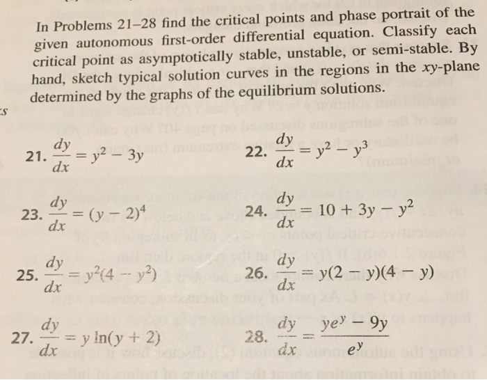 Solved In Problems 21-28 find the critical points and phase | Chegg.com