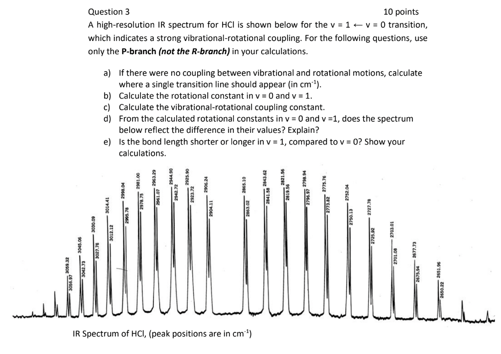 Solved Question 3 10 points A high-resolution IR spectrum | Chegg.com
