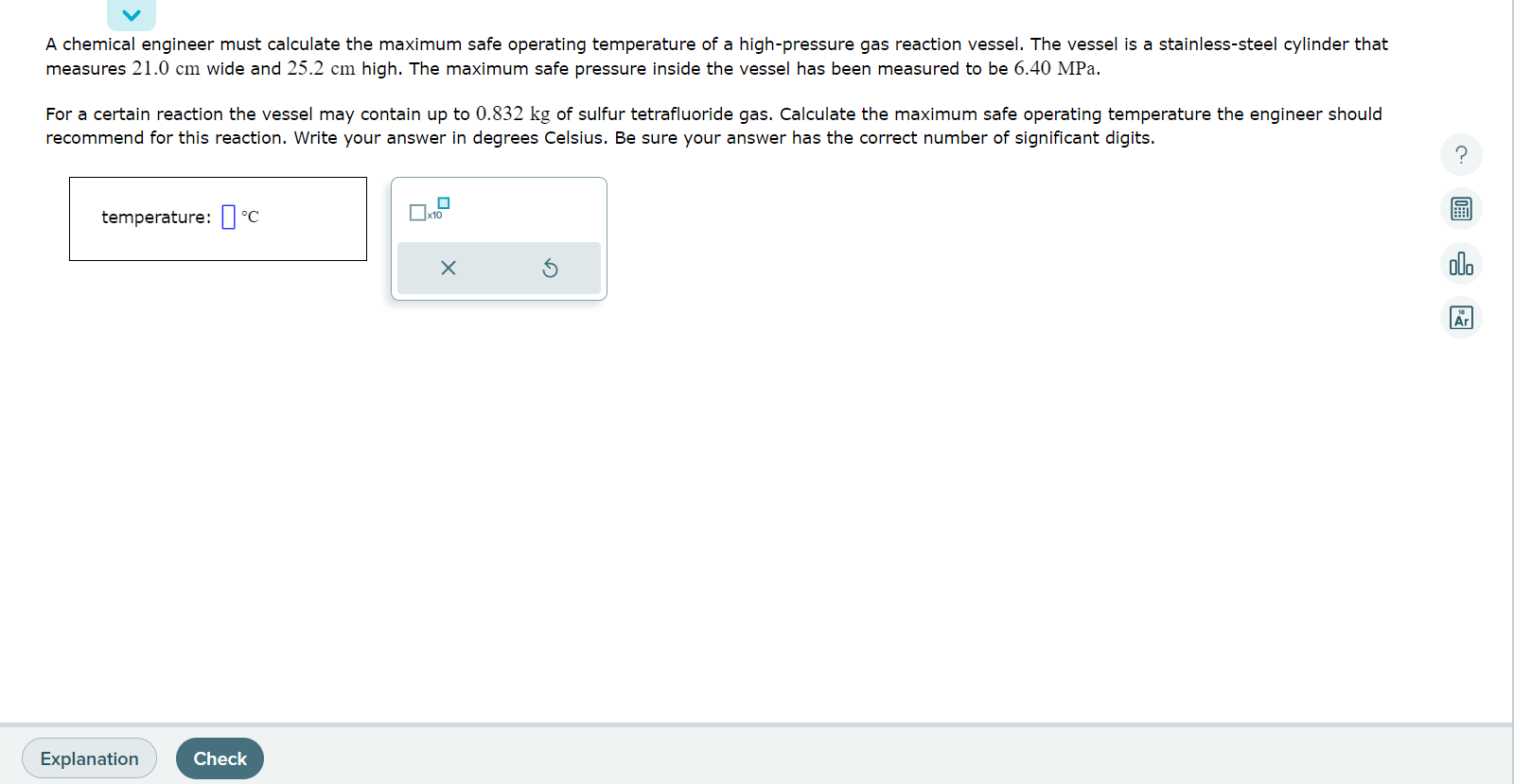 Solved A chemical engineer must calculate the maximum safe | Chegg.com