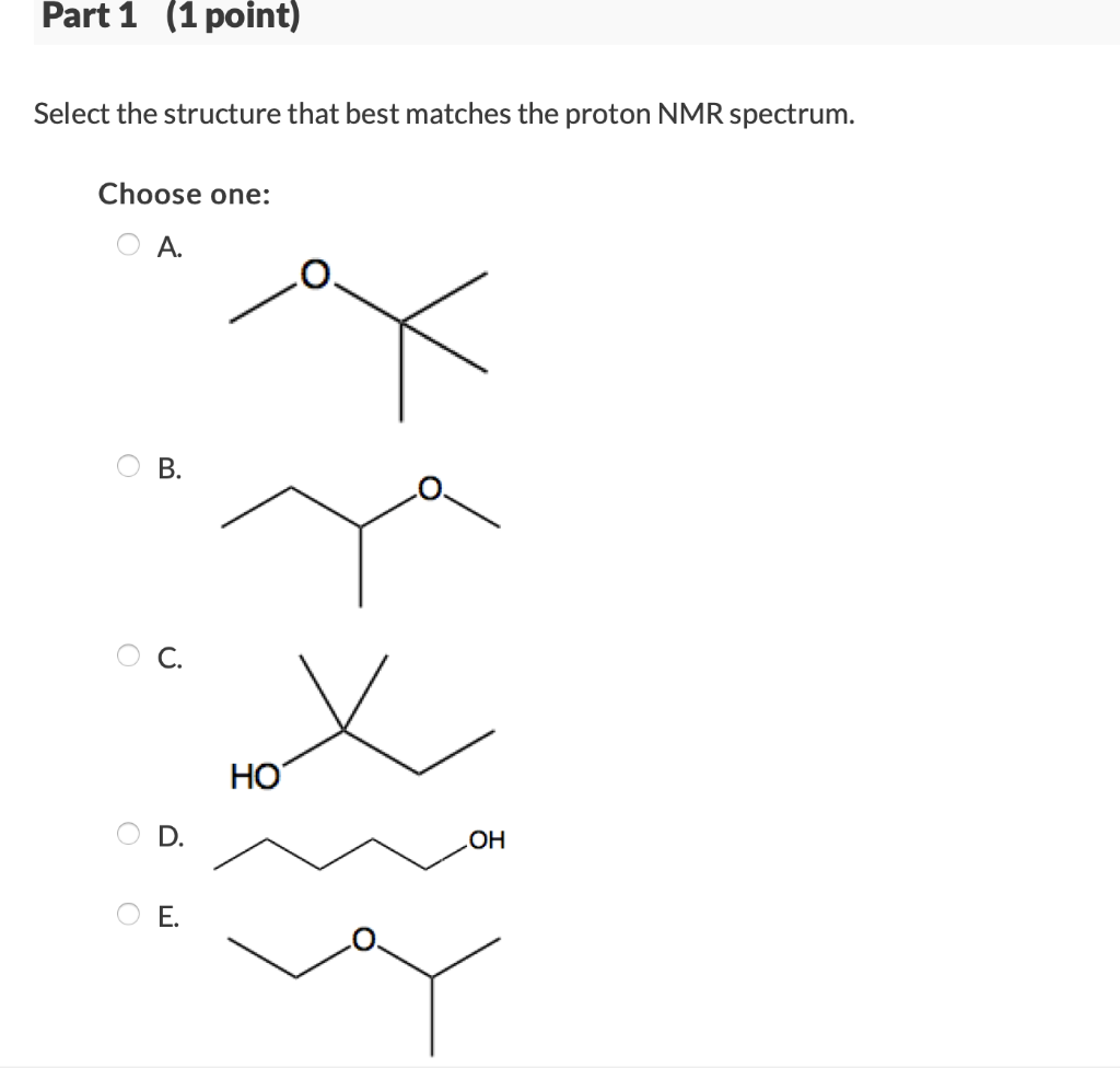 Solved Use the proton NMR spectrum below to answer the | Chegg.com