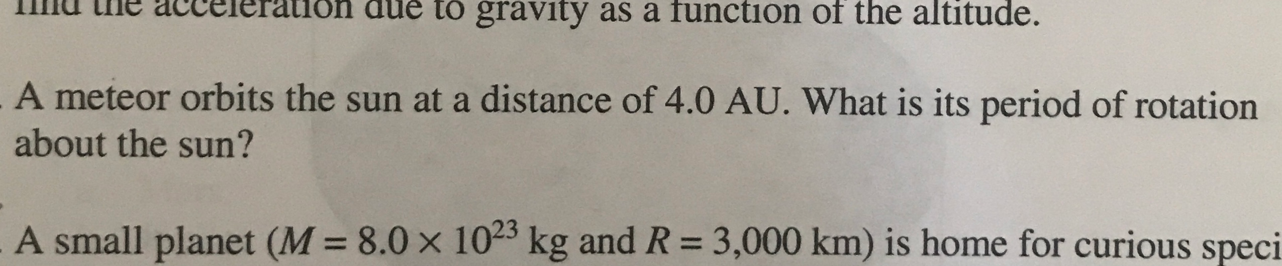 Solved due to gravity as a function of the altitude. A | Chegg.com
