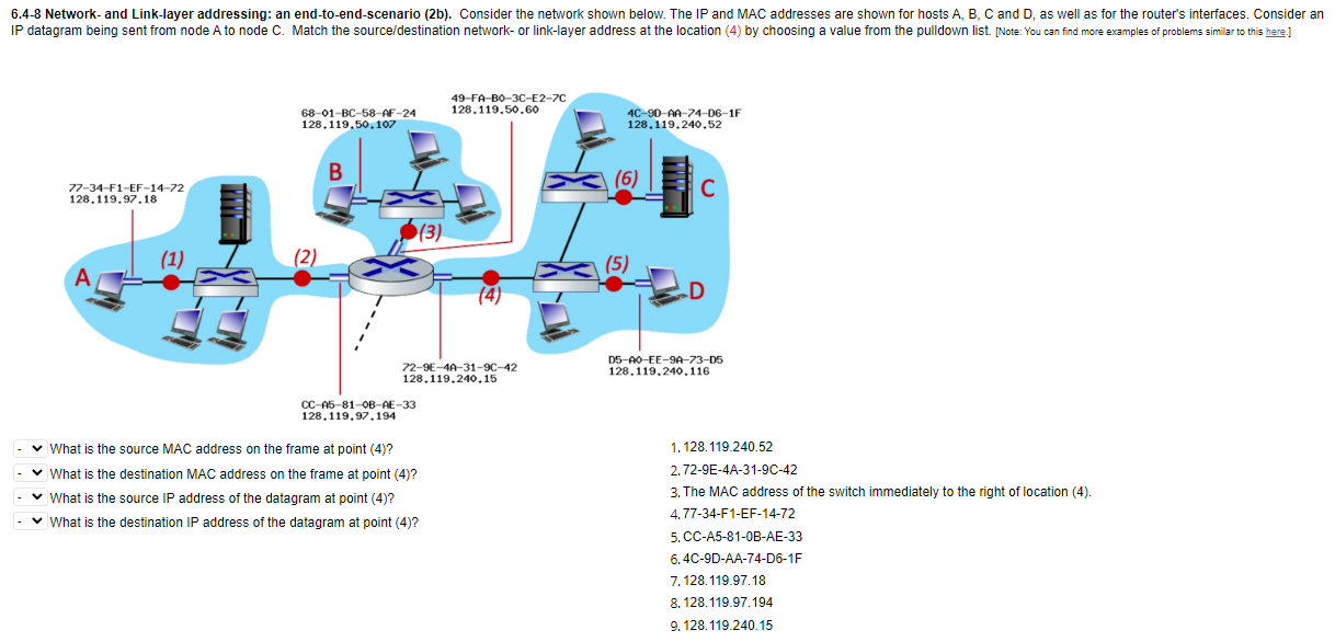 Solved What is the source MAC address on the frame at point | Chegg.com