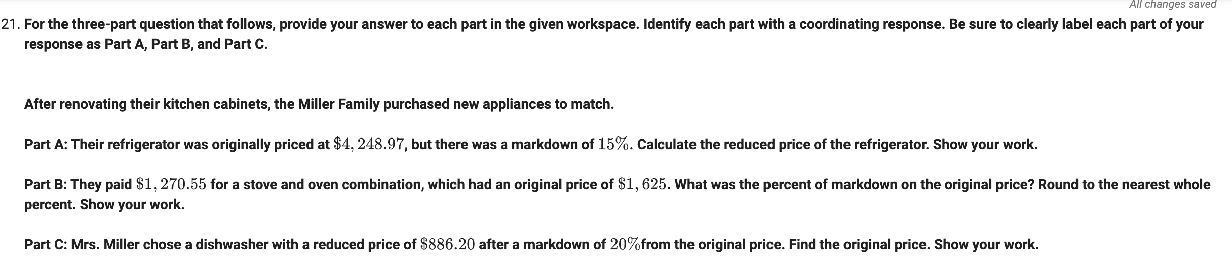 Solved All changes saved 21. For the three-part question | Chegg.com