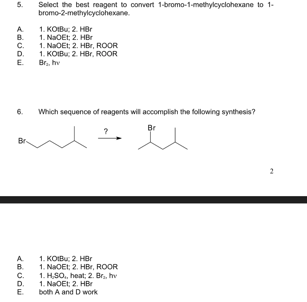 Solved 5. Select the best reagent to convert | Chegg.com