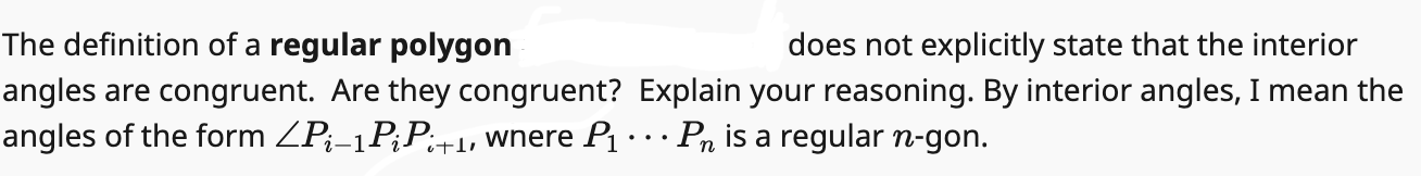 Solved The definition of a regular polygon does not | Chegg.com