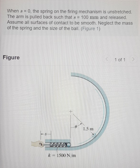 Solved When s 0, the spring on the firing mechanism is | Chegg.com