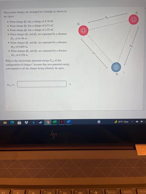 Solved 0 D. + Three point charges are arranged in a triangle | Chegg.com