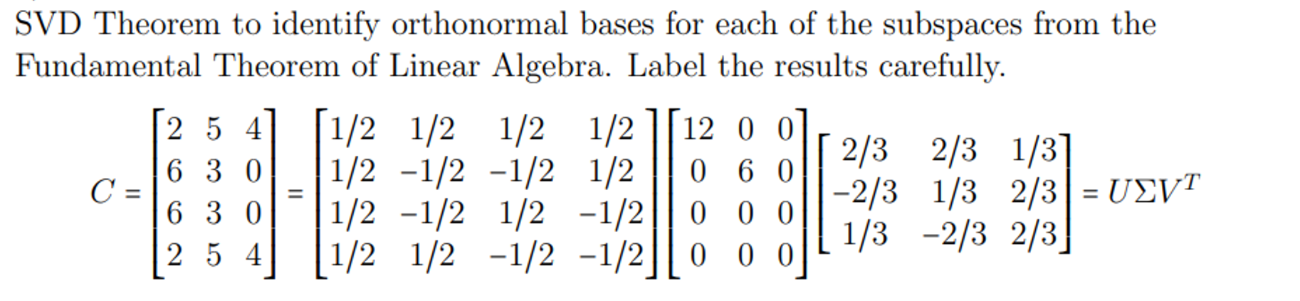 Solved The matrix C below is expressed in terms of its SVD. | Chegg.com