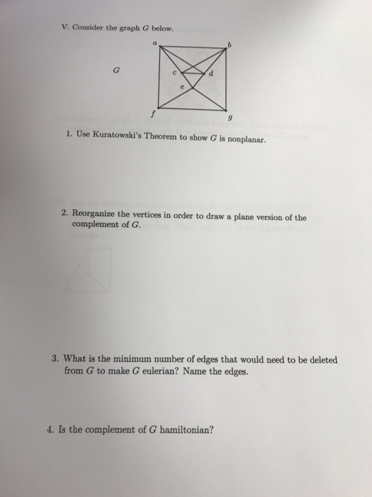Solved Consider the graph G below. Use Kuratowski's Theorem | Chegg.com