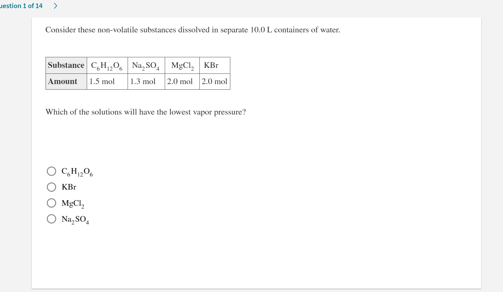 Solved estion 1 of 14 > Consider these non-volatile | Chegg.com