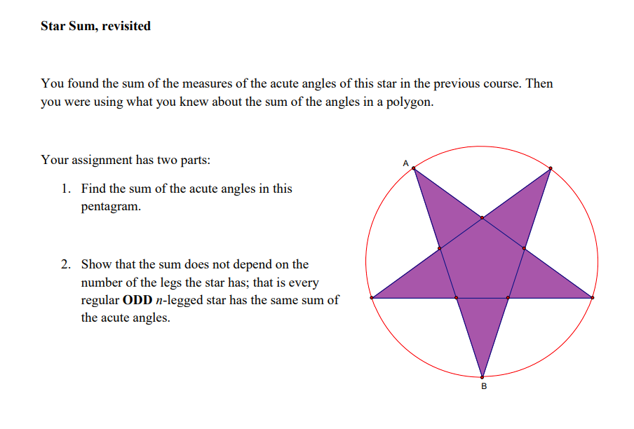 Solved Star Sum, revisited You found the sum of the measures | Chegg.com