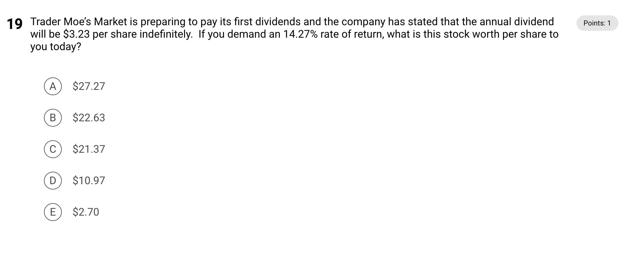 Solved 19 Trader Moe's Market is preparing to pay its first | Chegg.com