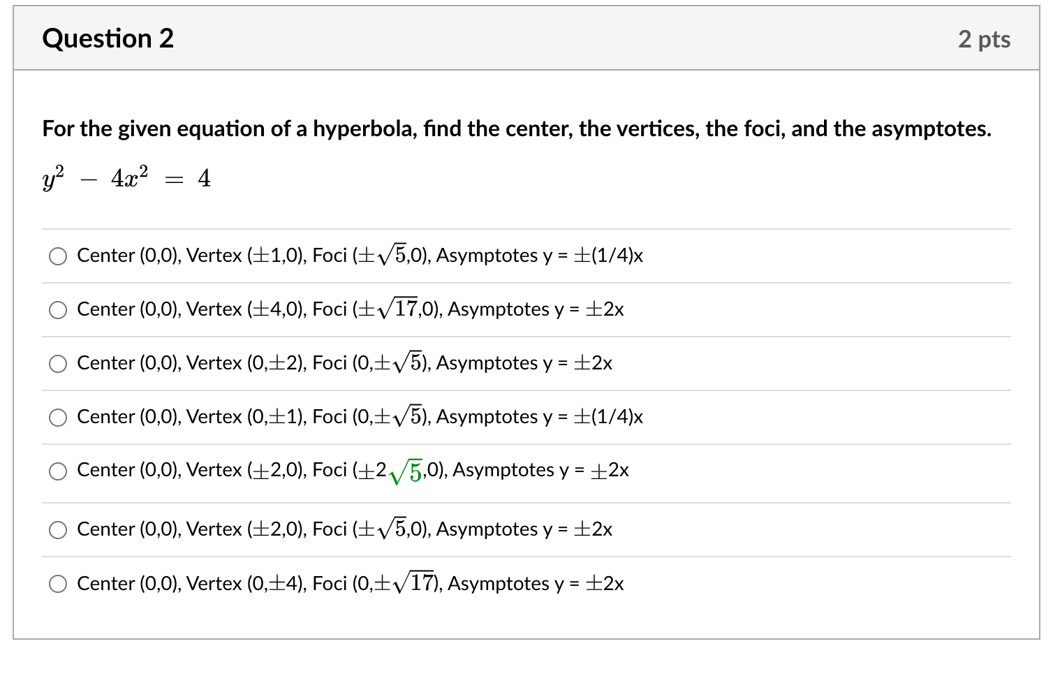 Solved For the given equation of a hyperbola, find the | Chegg.com