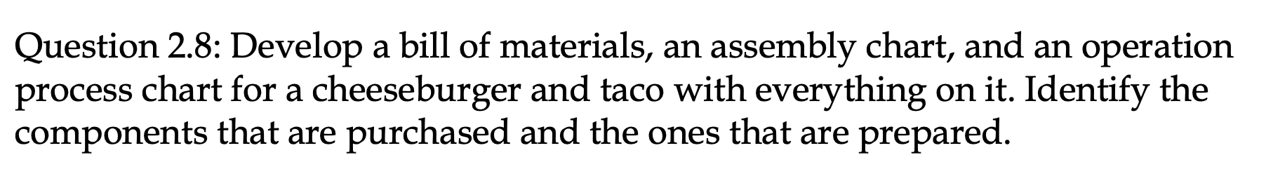 Solved Question 2.8: Develop a bill of materials, an | Chegg.com