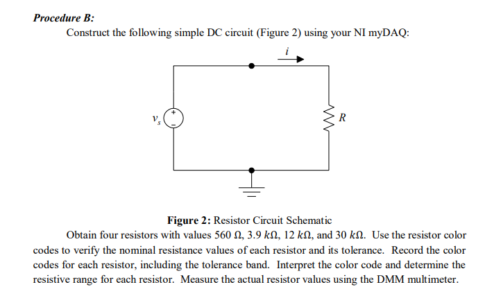 Procedure B: Construct the following simple DC | Chegg.com