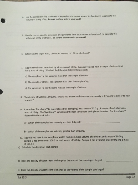 a Use the correct equality statement or equivalence | Chegg.com