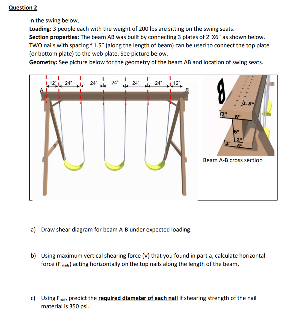 Solved In the swing below, Loading: 3 people each with the | Chegg.com