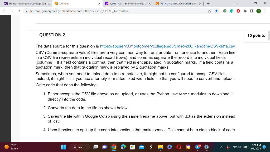 Solved PYTHON CMSC 206 PLEASE SEND ME THE CODE, THE SCREEN | Chegg.com