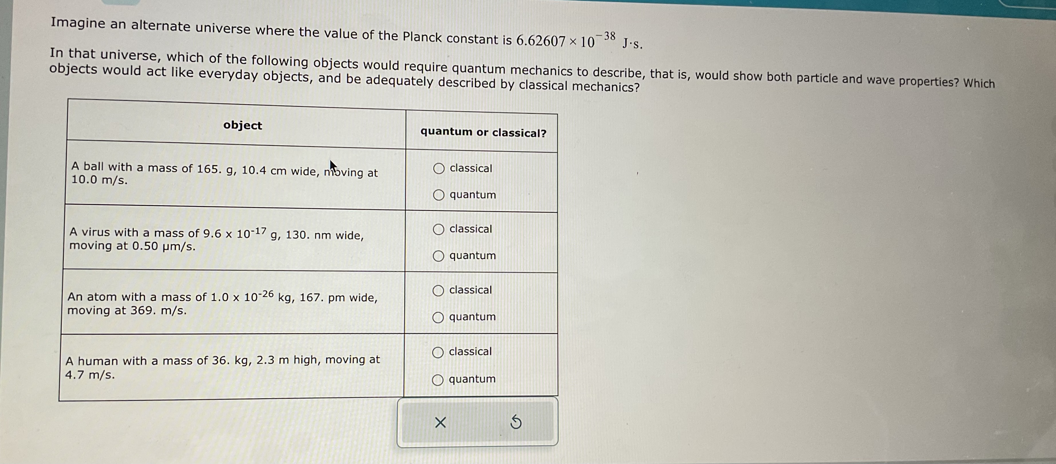 Solved Imagine an alternate universe where the value of the | Chegg.com