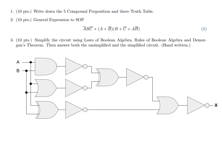 Solved 1. (10 pts.) Write down the 5 Compound Proposition | Chegg.com