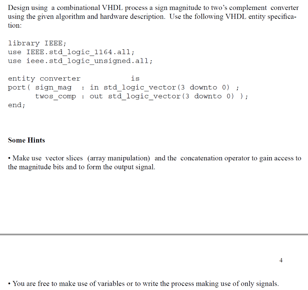 Solved This is a VHDL code, For this code I want to input | Chegg.com