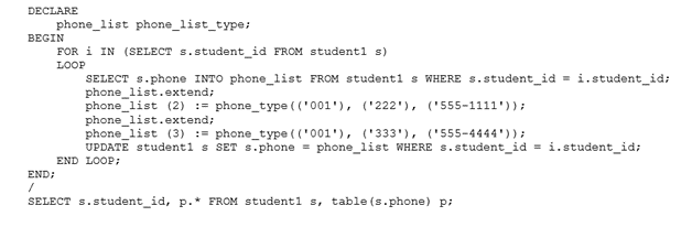 Solved DECLARE phone_list phone_list_type; BEGIN FOR I IN | Chegg.com