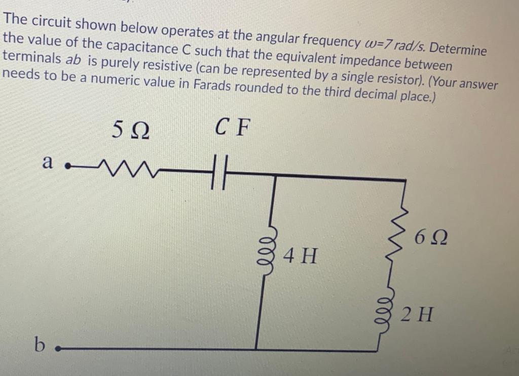Solved The circuit shown below operates at the angular | Chegg.com
