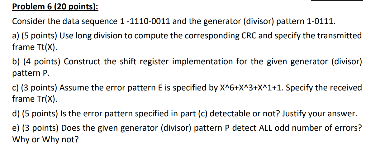 Solved Problem 6 (20 points): Consider the data sequence 1 | Chegg.com