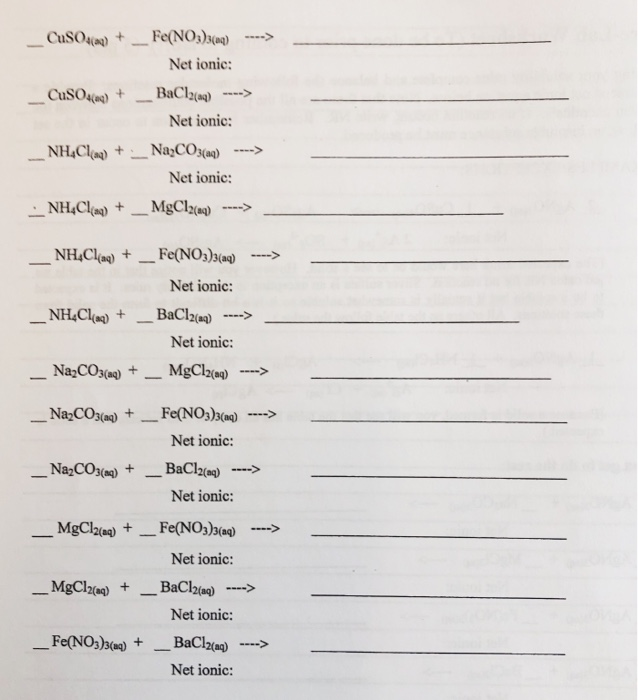 Solved +--Fe(NO3)3(aq) Net ionic: ーCuSO4(aq) --> Net ionic: | Chegg.com