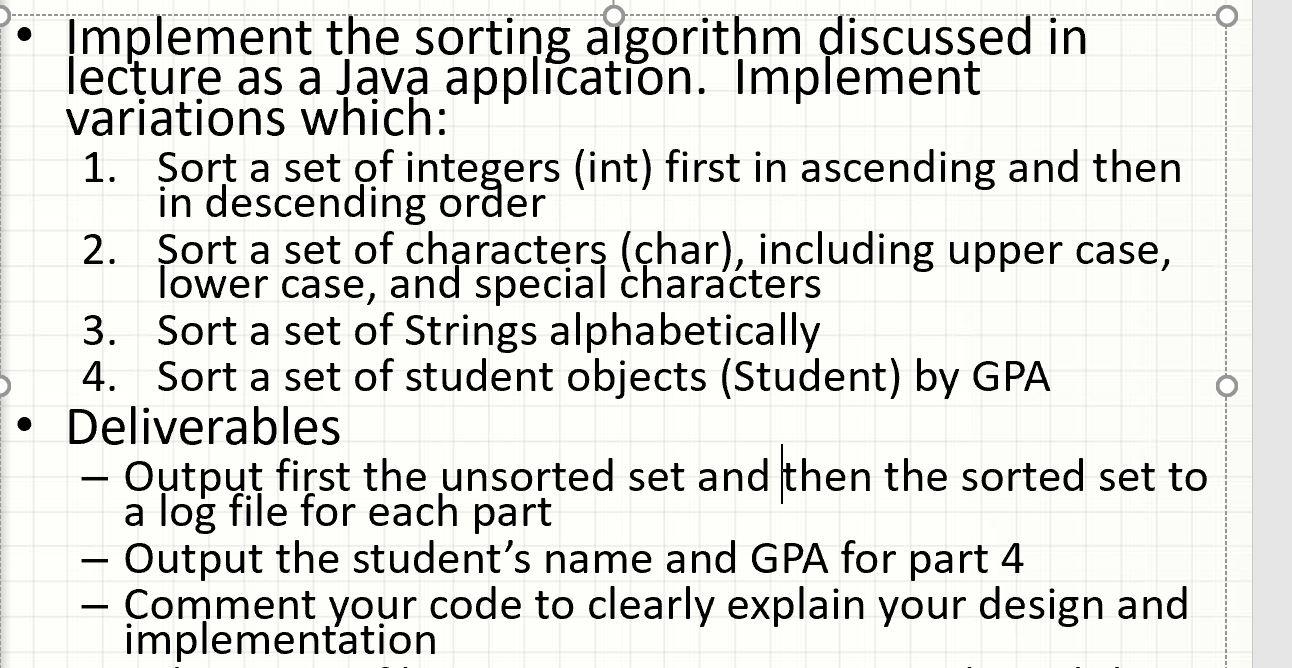 Solved • Implement The Sorting Algorithm Discussed In 0367