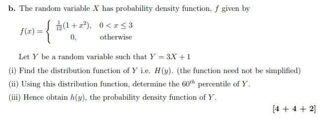 Solved b. The random variable X has probability density | Chegg.com