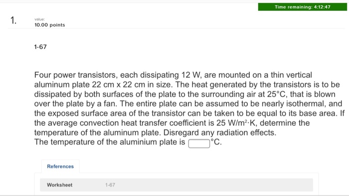 Solved Four power transistors, each dissipating 12 W, are | Chegg.com