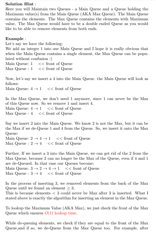 Solved Solution Hint : Here you will Maintain two Queues - a | Chegg.com