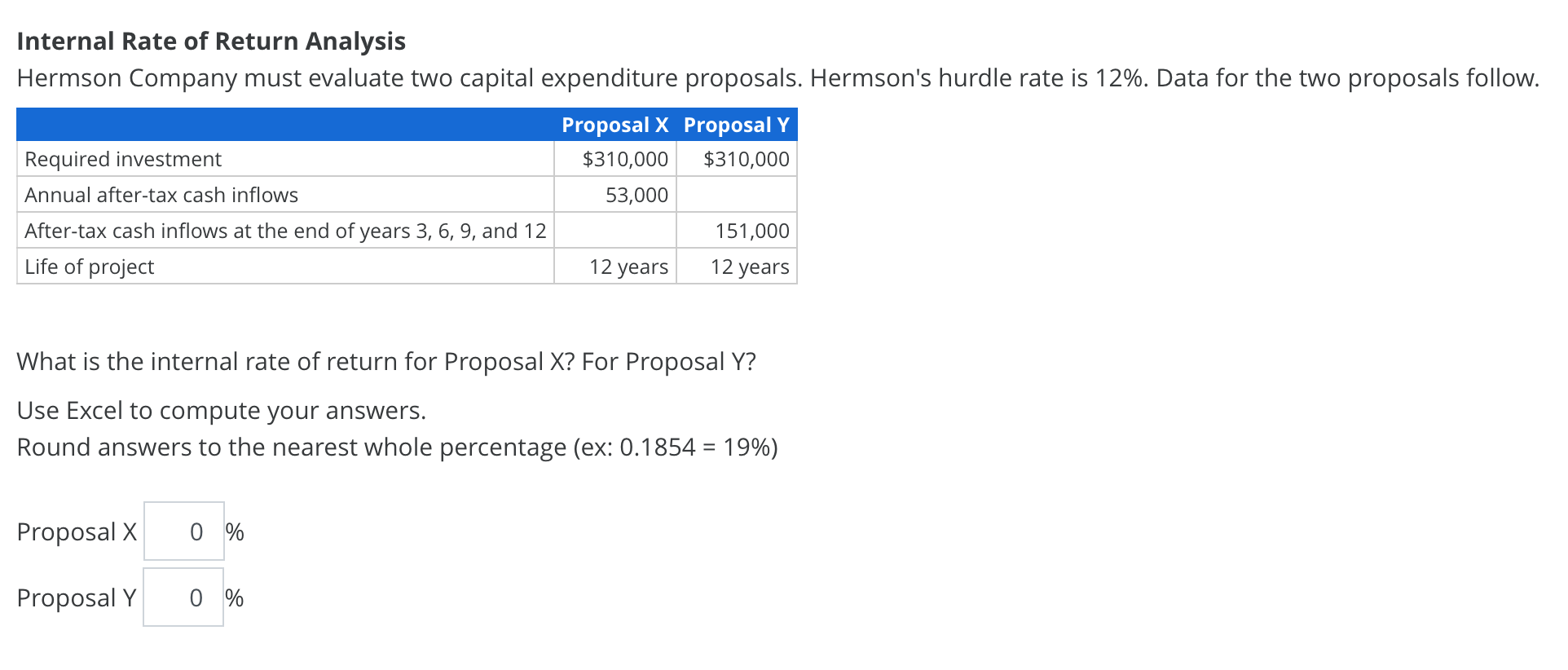 Solved Internal Rate of Return Analysis Hermson Company must | Chegg.com