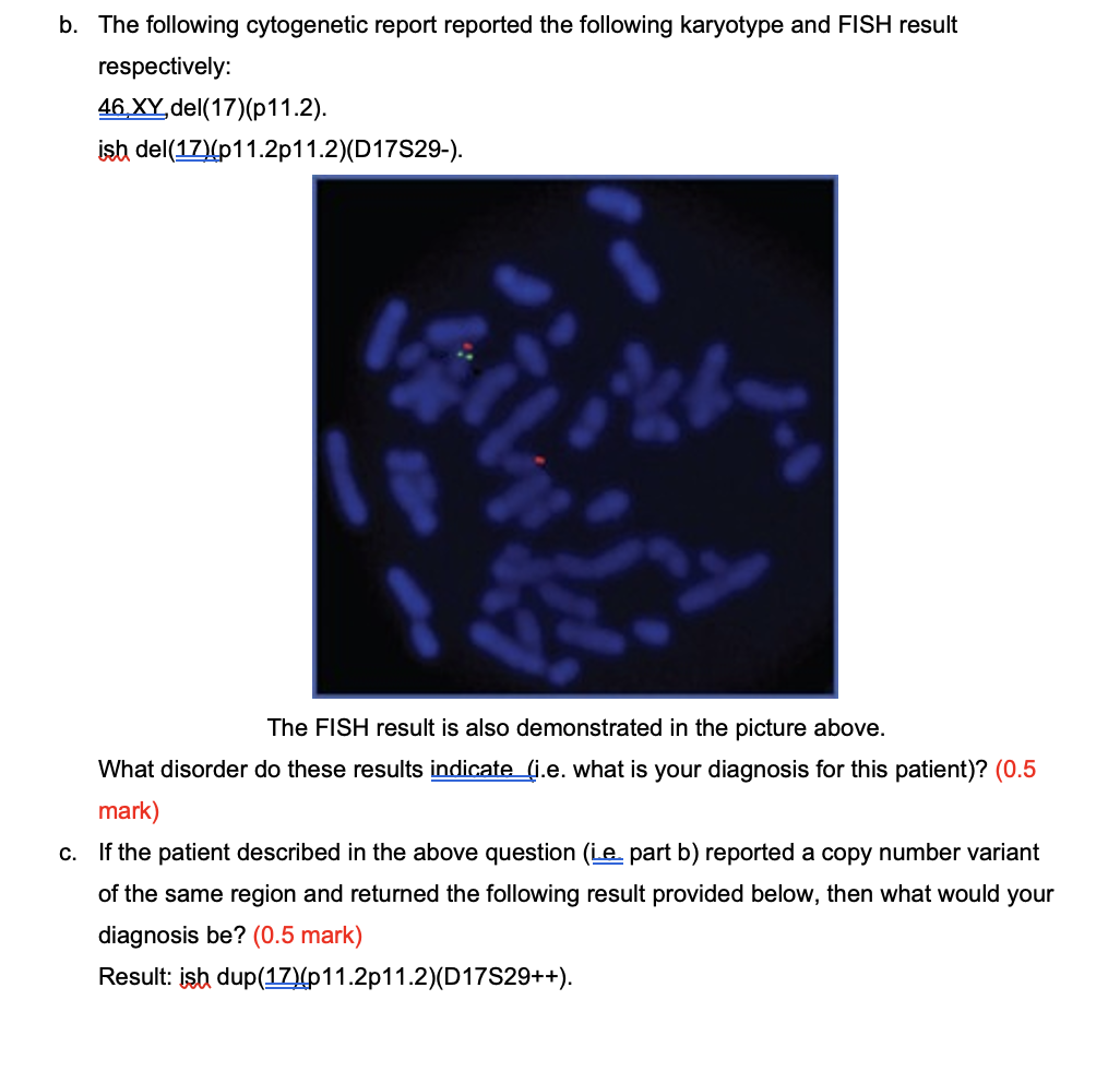 Solved b. The following cytogenetic report reported the | Chegg.com