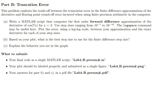 Solved Part B Truncation Error This Problem Explores The