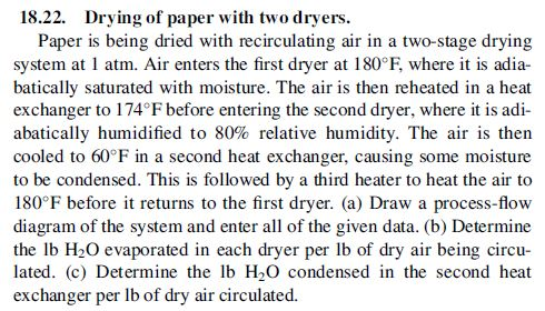 18.22. Drying of paper with two dryers. Paper is | Chegg.com