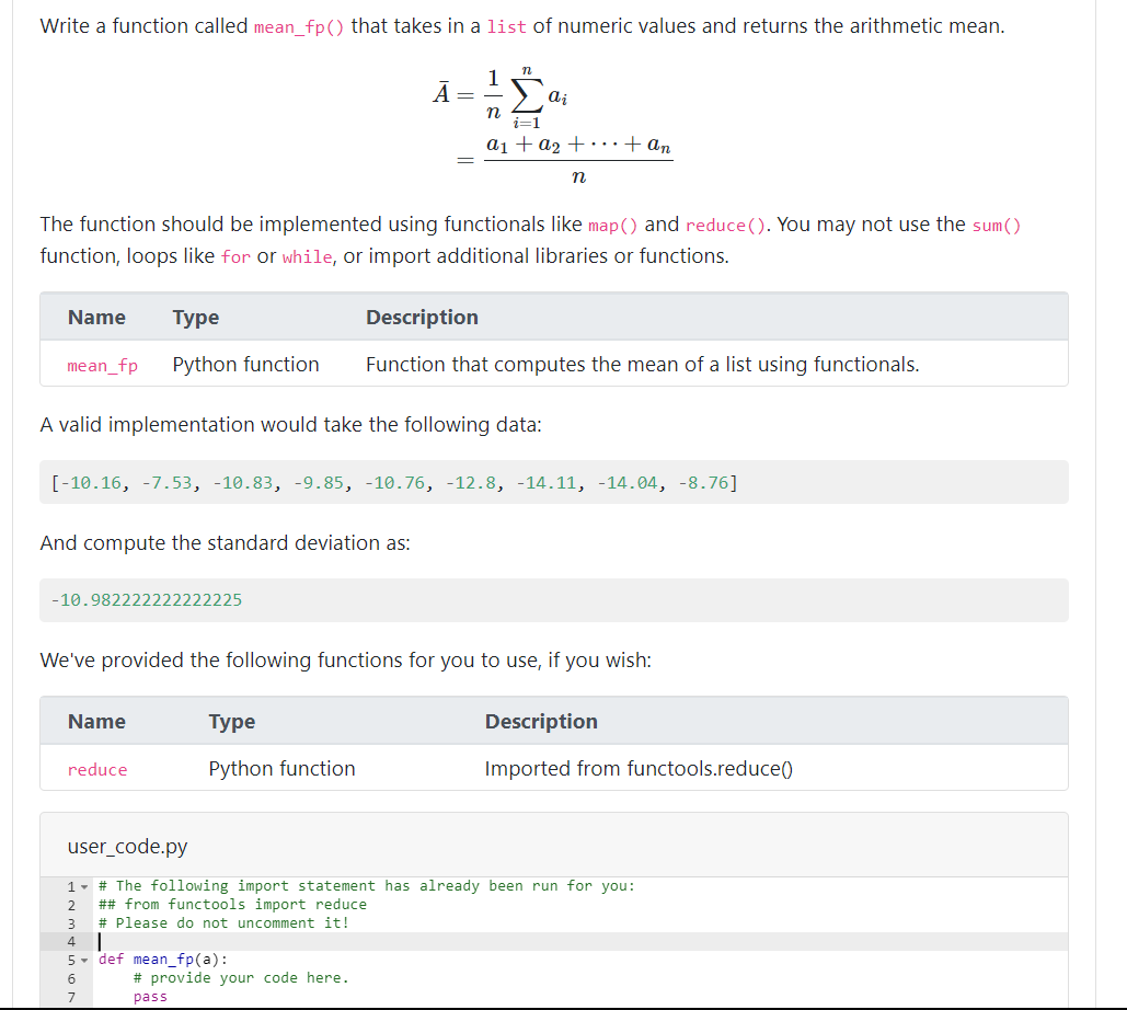 Solved Write a function called mean_fp() that takes in a | Chegg.com