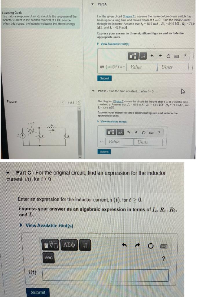Solved Part C - For the original circuit, find an expression | Chegg.com