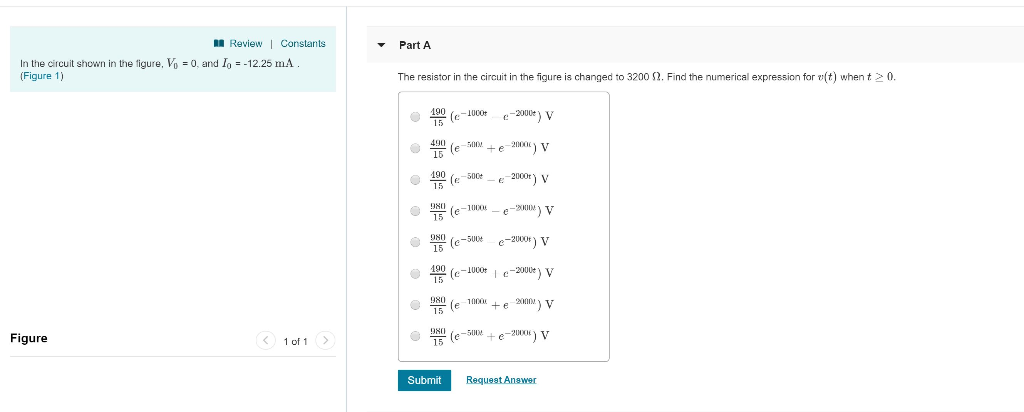 Solved Review 1 Constants Part A In the circuit shown in the | Chegg.com