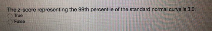 Solved The z-score representing the 99th percentile of the | Chegg.com