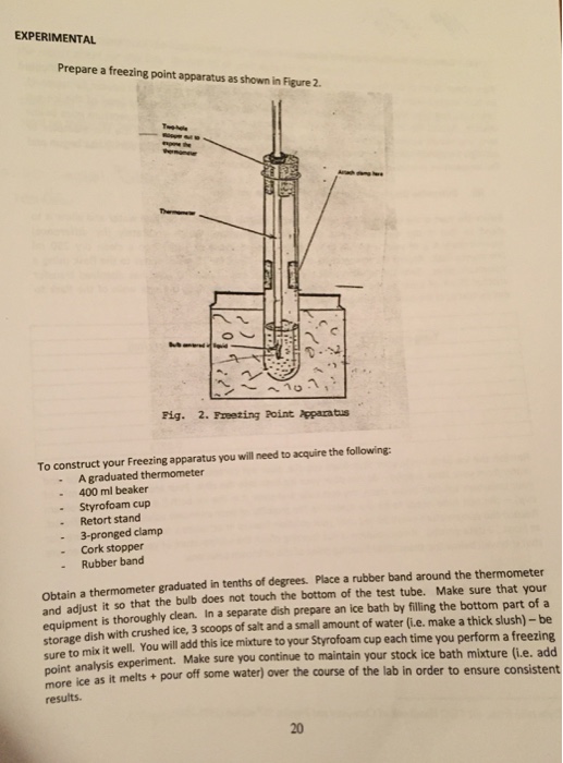 Solved EXPERIMENTAL Prepare a freezing point apparatus as | Chegg.com