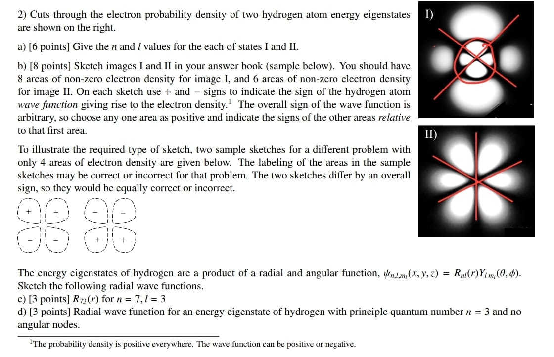 Solved 2) Cuts through the electron probability density of | Chegg.com