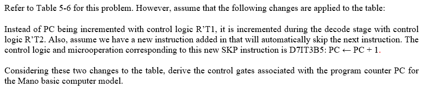 TABLE 5-6 Control Functions and Microoperations for | Chegg.com