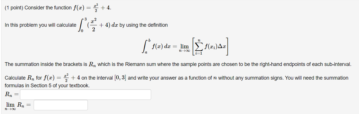 Solved (1 point) Consider the function f(x)=2x2+4 In this | Chegg.com