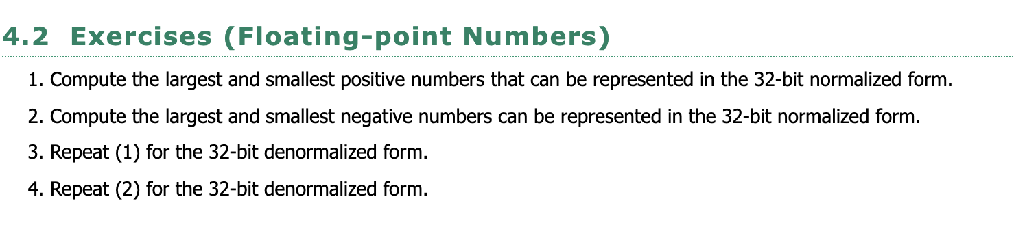 Solved 4.2 Exercises (Floating-point Numbers) 1. Compute the | Chegg.com